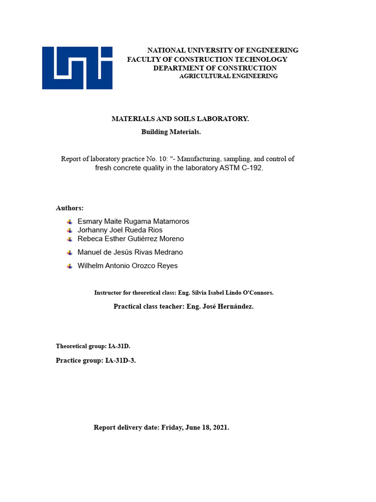 Fresh Concrete Quality Control Report | PDF | Concrete | Cement