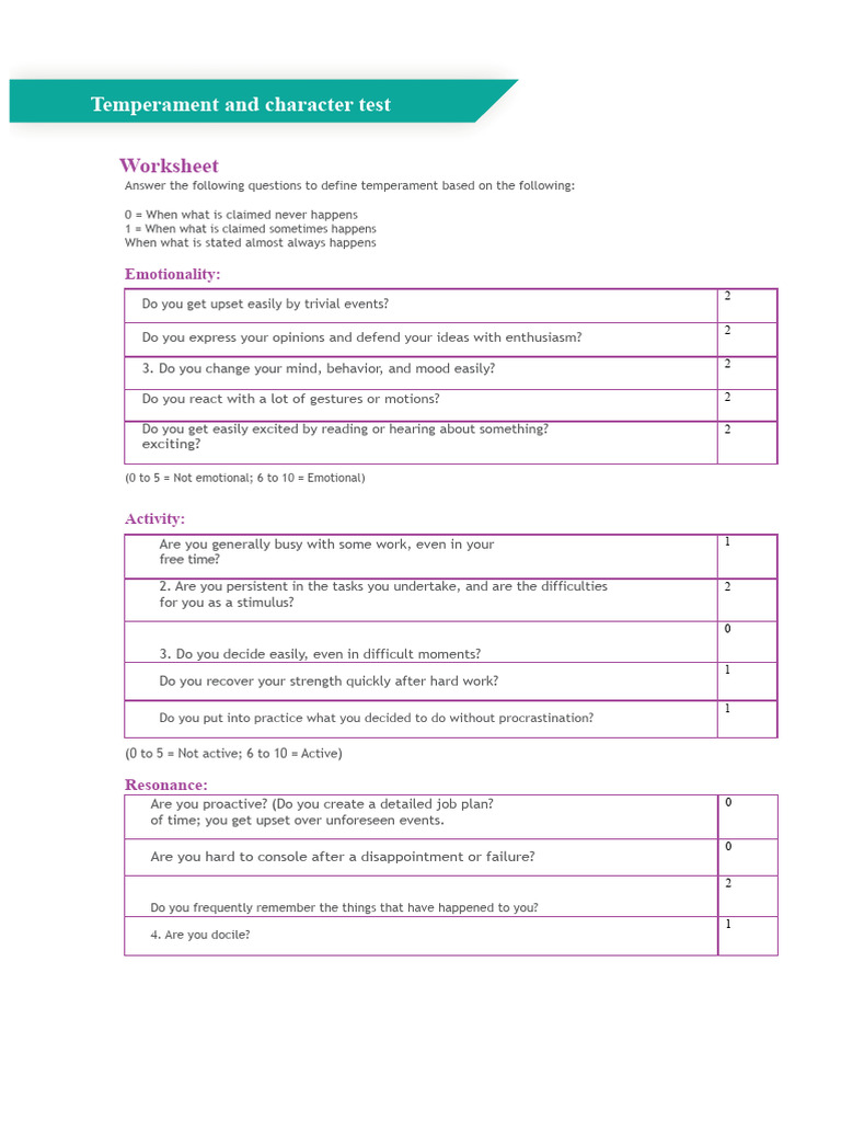Temperament Test 1 | PDF