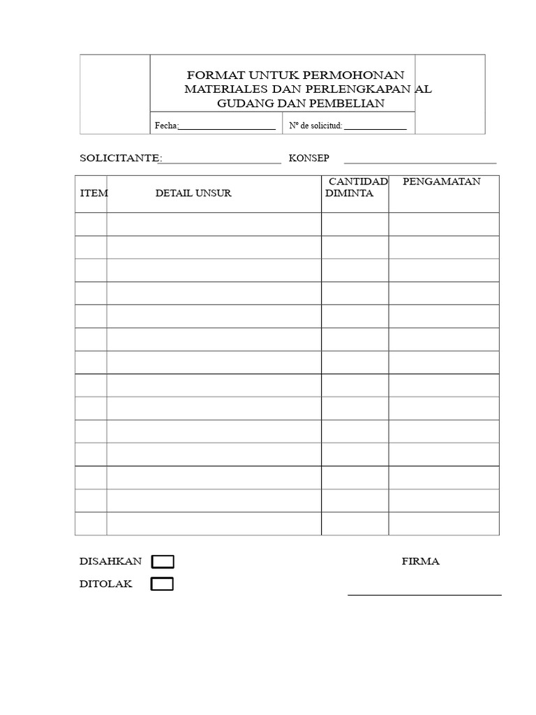 Format Permintaan Material Dan Pembelian | PDF