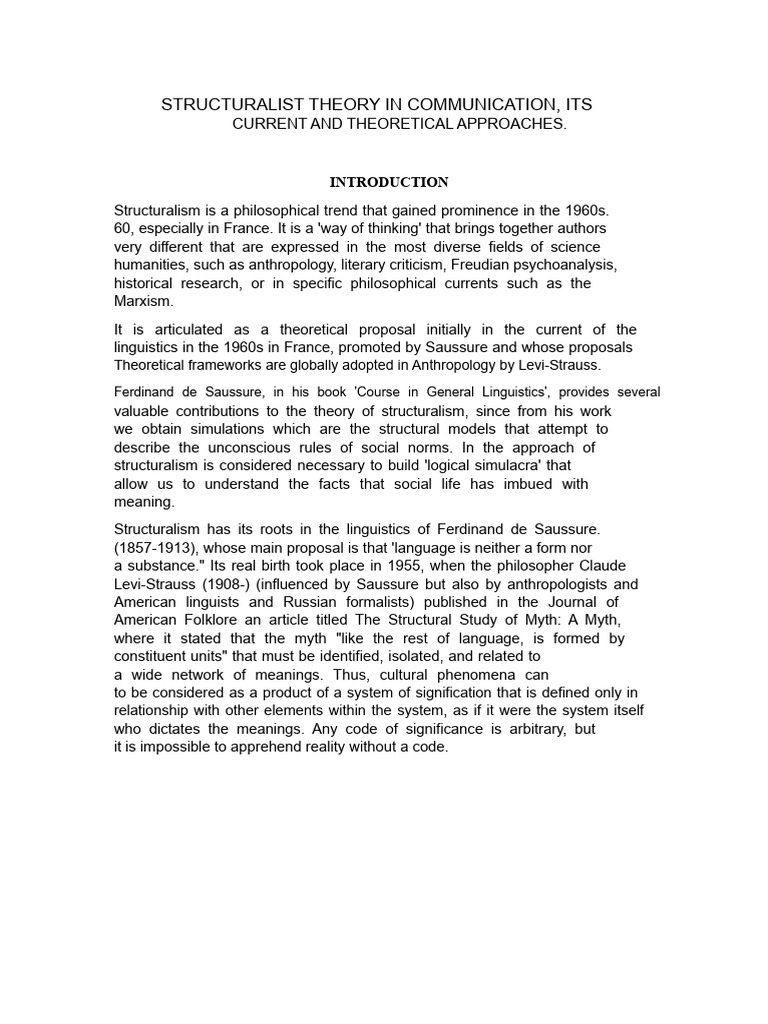 Structuralist Theory in Communication | PDF | Liberal Arts Education