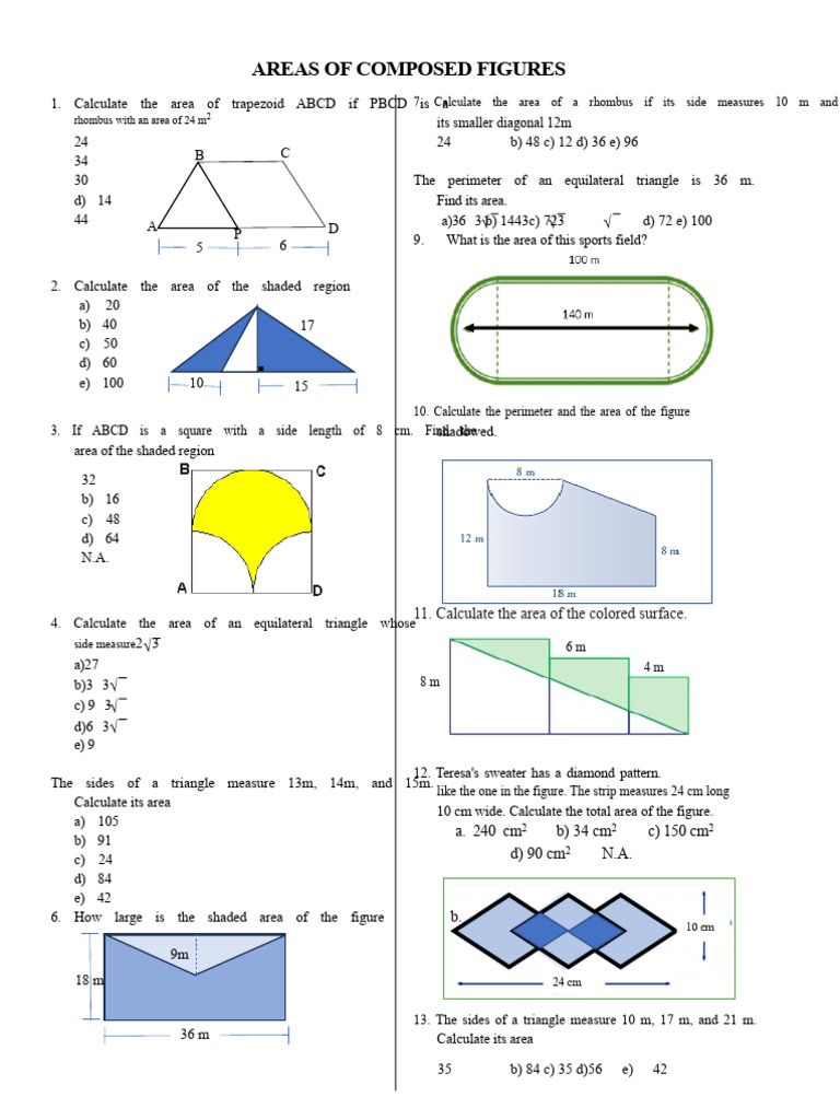 Areas of Composite Figures | PDF | Area | Geometry