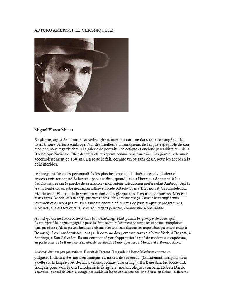 Arturo Ambrogi : Chroniqueur salvadorien | PDF