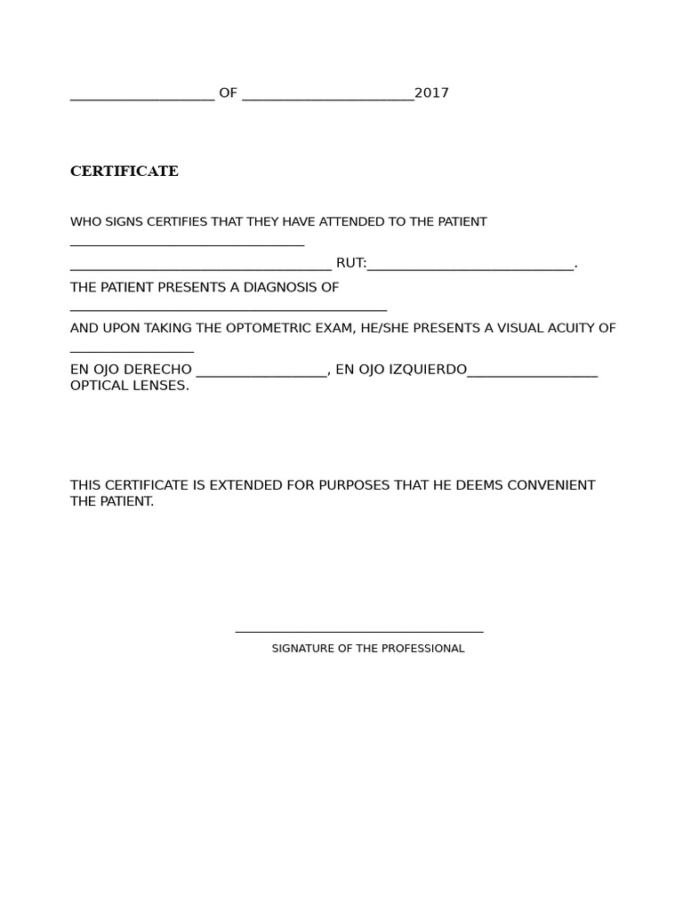 Optometrist Certificate | PDF