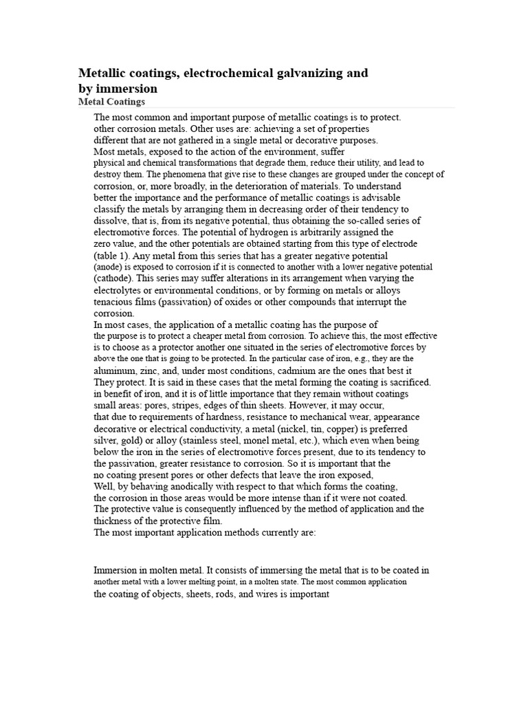 Metallic Coatings | PDF | Corrosion | Electrochemistry
