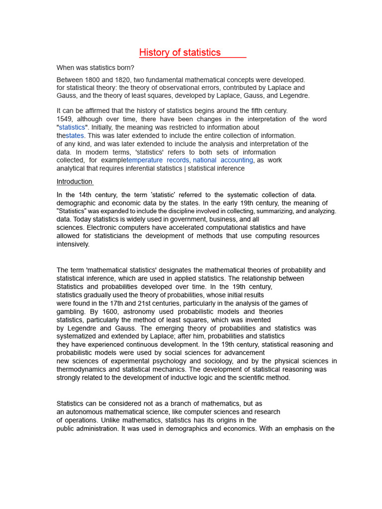 History of Statistics | PDF | Statistics | Probability