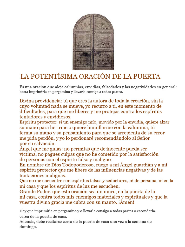 Oración de Protección contra Envidias | PDF