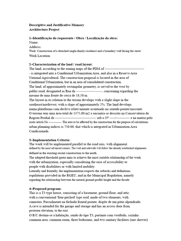 A - Descriptive and Justificative Memo - Template | PDF | Wall | Tile
