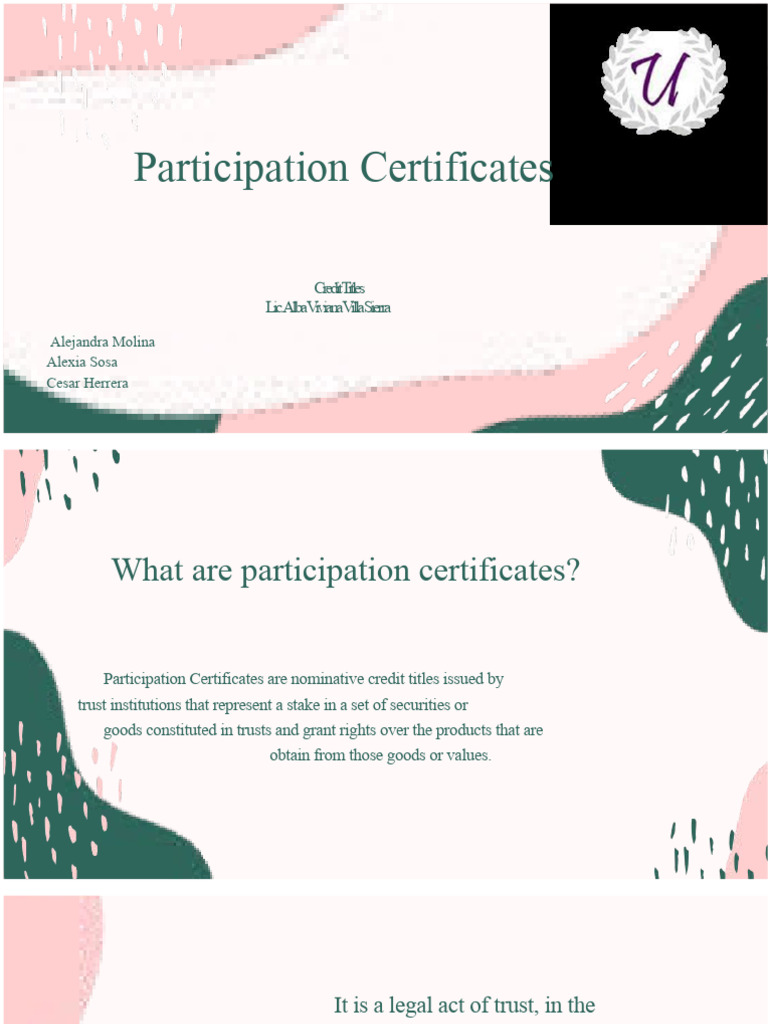 Understanding Participation Certificates | PDF | Securitization | Trustee
