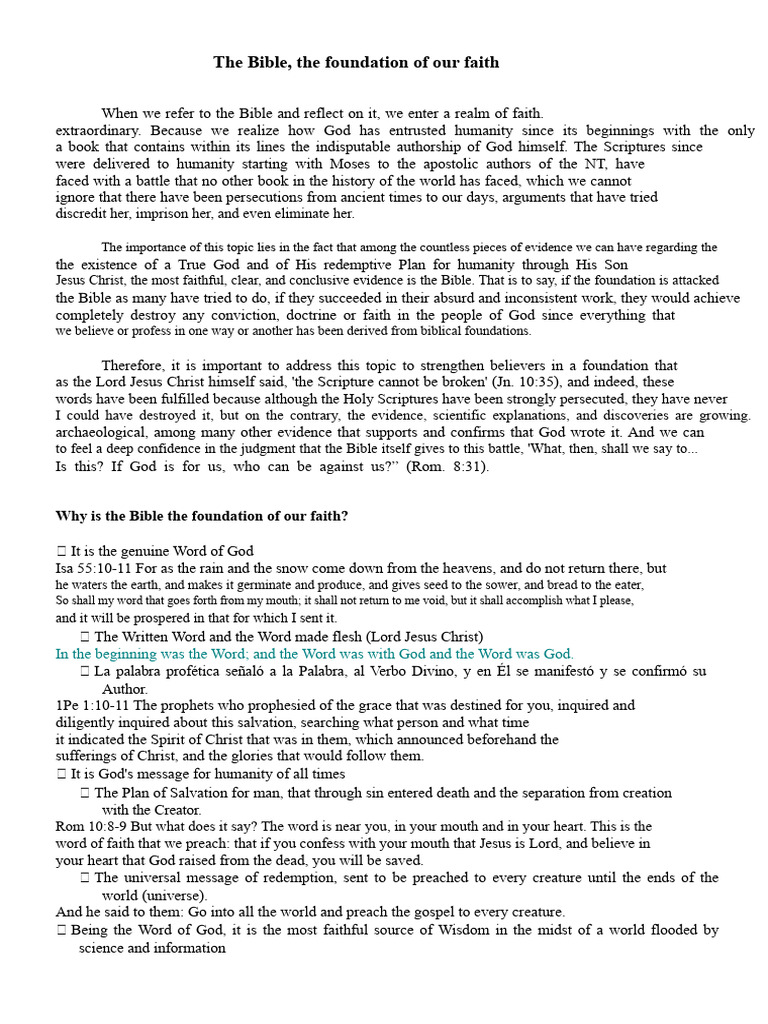 The Bible As The Foundation of Our Faith - Final | PDF | Old Testament ...