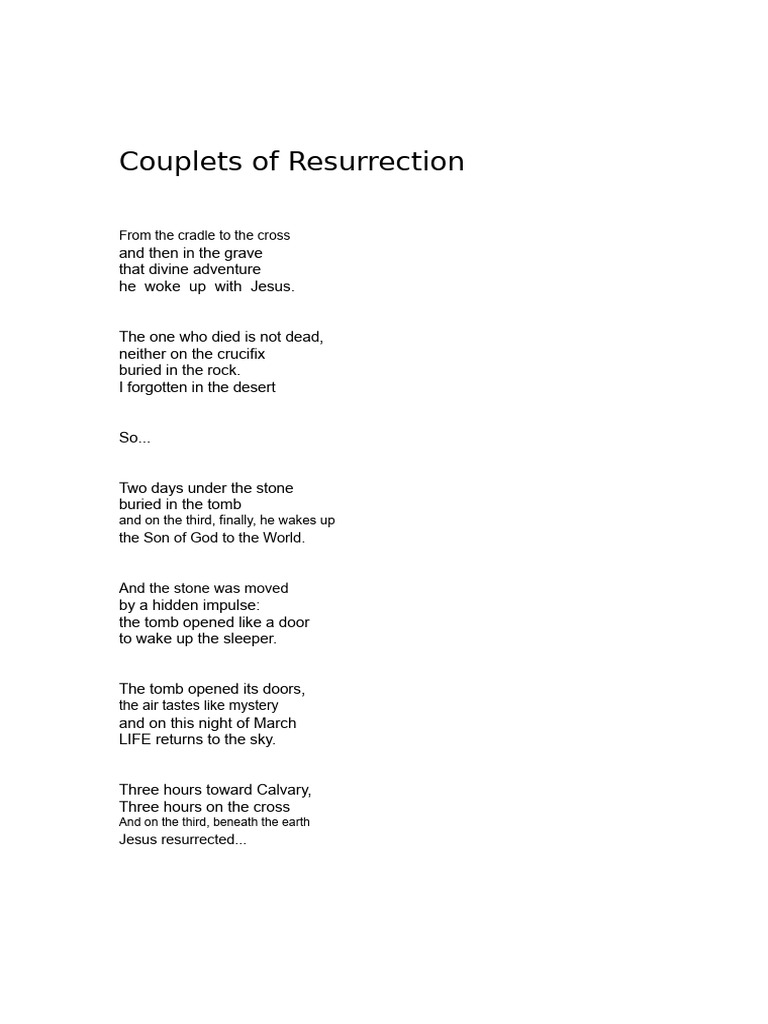 Couplets of The Resurrection | PDF | Resurrection Of Jesus | Jesus