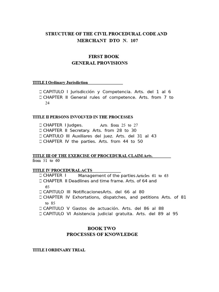 Civil Procedural Code Overview | PDF | Noun | Lawsuit