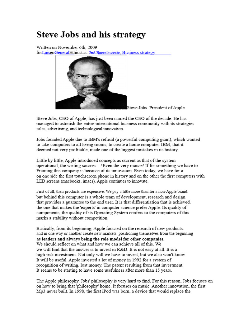 Steve Jobs' Innovative Business Strategy | PDF | Apple Inc. | Steve Jobs