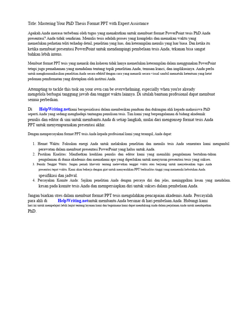 Format PPT Tesis PhD yang Efektif | PDF