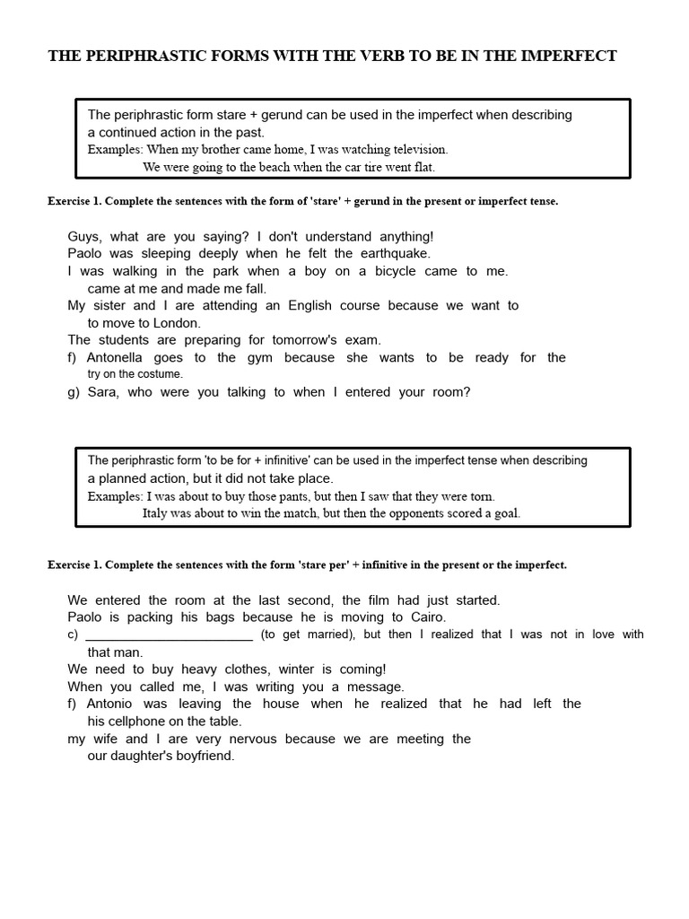 The Periphrastic Forms With The Verb Stare in The Imperfect Tense | PDF