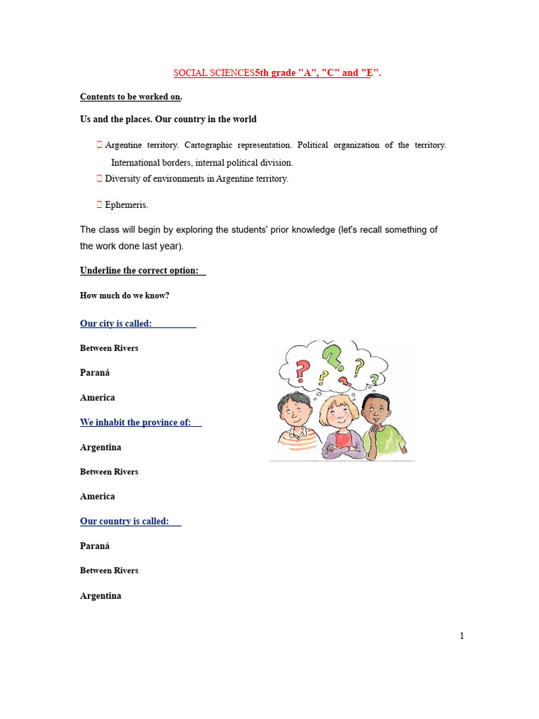SOCIAL SCIENCES 5th Grade | PDF | Argentina | Sphere