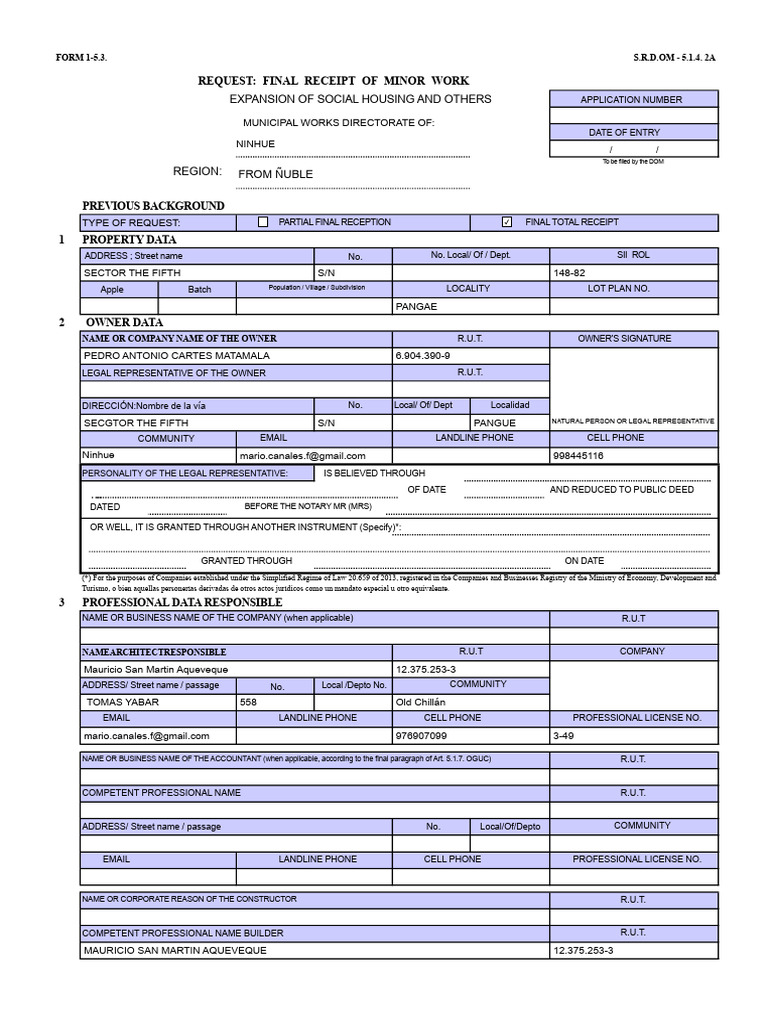 1 5.3. Application Final Receipt Minor Work Extension Social Housing ...