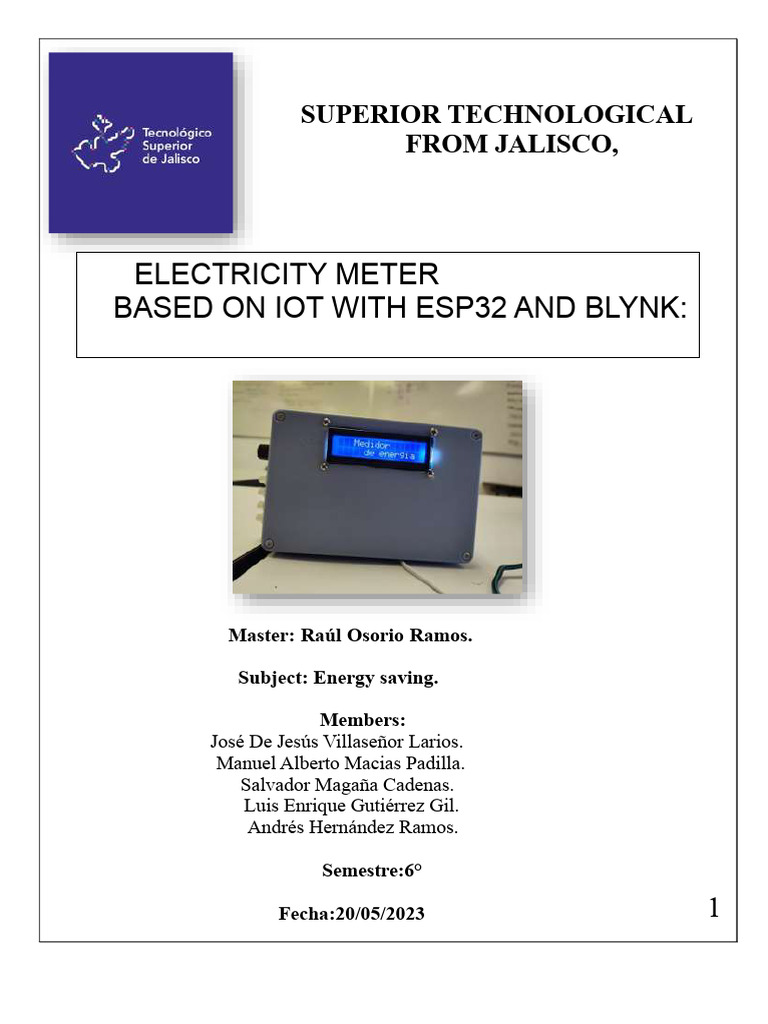 Electric Energy Meter Based On IoT With ESP32 and Blynk | PDF ...