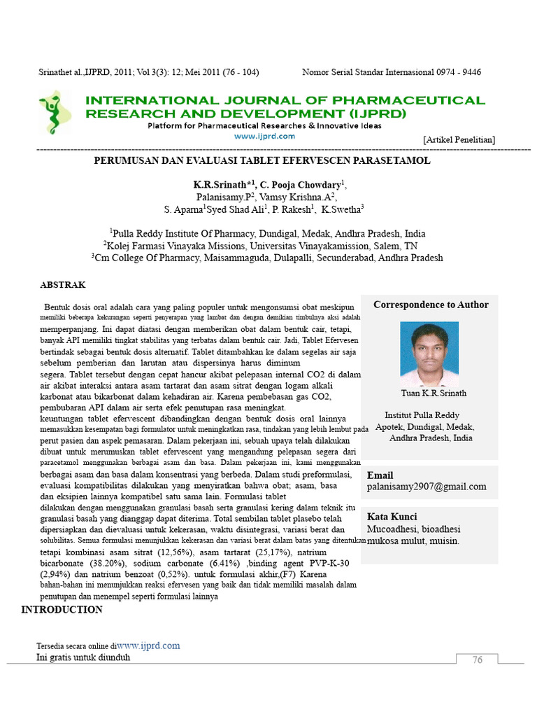 Formulasi Tablet Efervesen Paracetamol | PDF