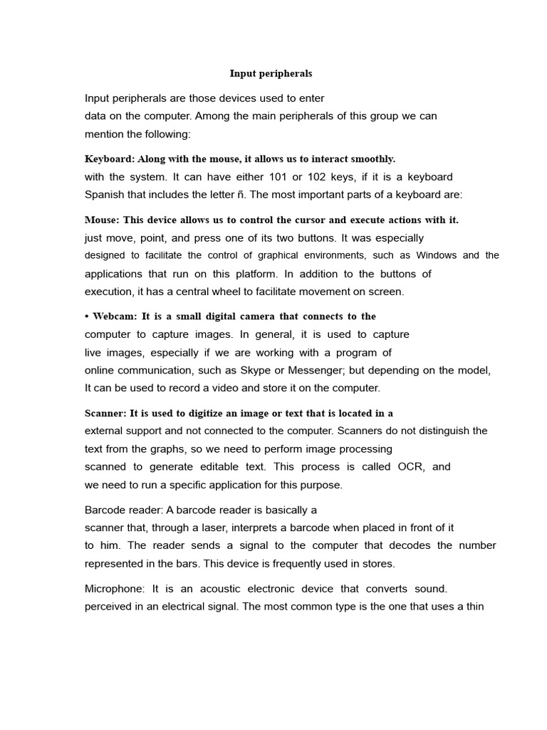 5 - Input and Output Peripherals | PDF | Computer Keyboard | Printer ...