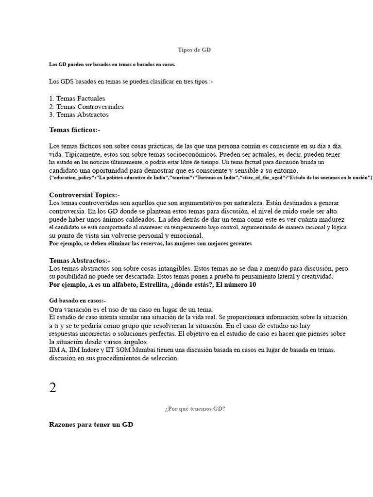 Tipos de Discusiones Grupales (GD) | PDF | Pensamiento | Liderazgo