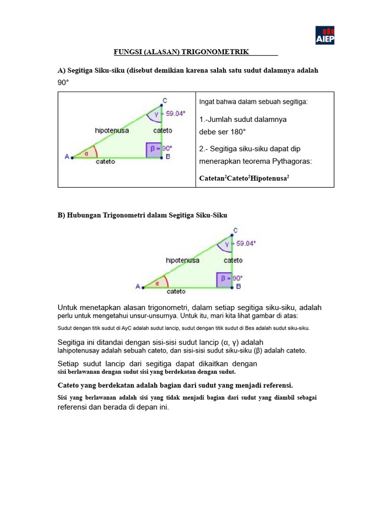 Fungsi Trigonometri Segitiga Siku-Siku | PDF