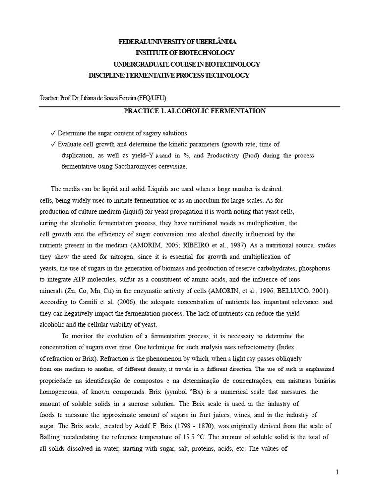 Alcoholic Fermentation Practice Script | PDF | Chemistry