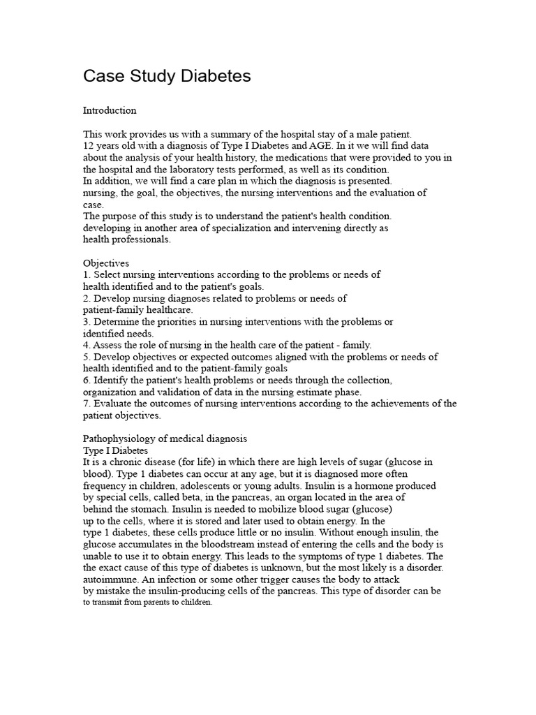 Case Study Diabetes-21!10!2012 | PDF | Diabetes | Pancreas