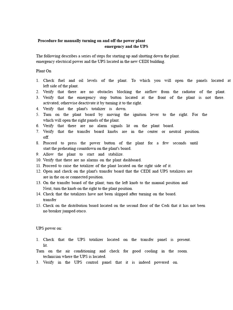 Power Plant Emergency Procedure Guide | PDF | Electrical Engineering