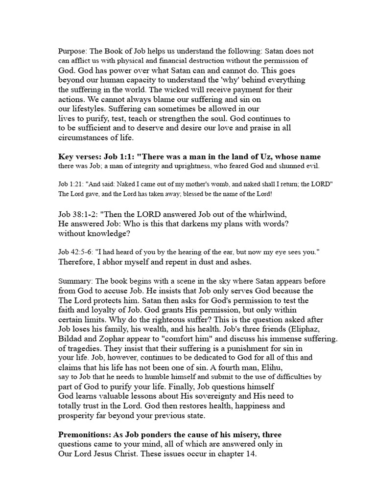 Summary of The Book of Job | PDF | Book Of Job | Jesus