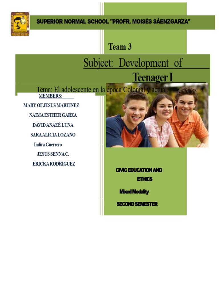 Comparative Project Adolescent During The Colony and Present | PDF ...