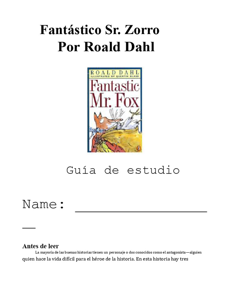 Guía de Estudio de Fantástico Sr. Fox | PDF