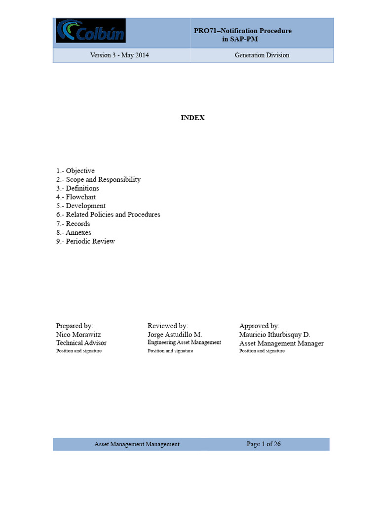 PRO071 Procedure For Notifications in SAP-PM | PDF | Asset Management ...