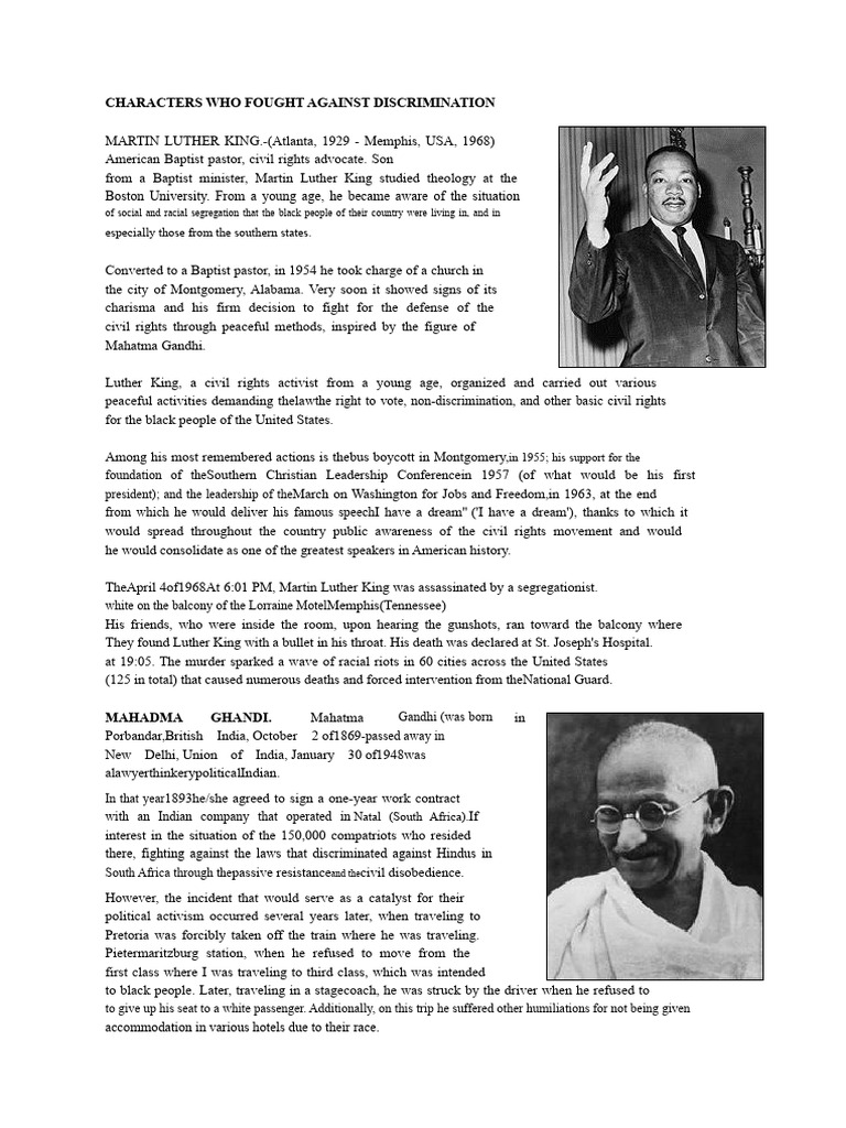Icons of the Fight Against Discrimination | PDF | Martin Luther King Jr ...