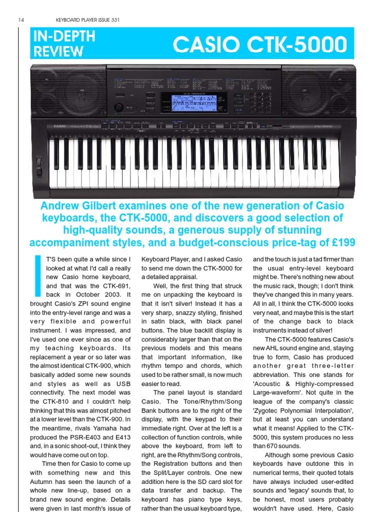 Casio CTK-5000 In-Depth Review - Keyboard Player Magazine Dec 2008 (Issue 0331) r000629 | PDF ...