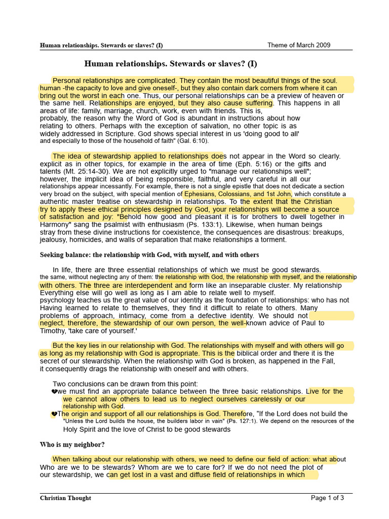 Stewardship in Human Relationships | PDF | Trinity | Love