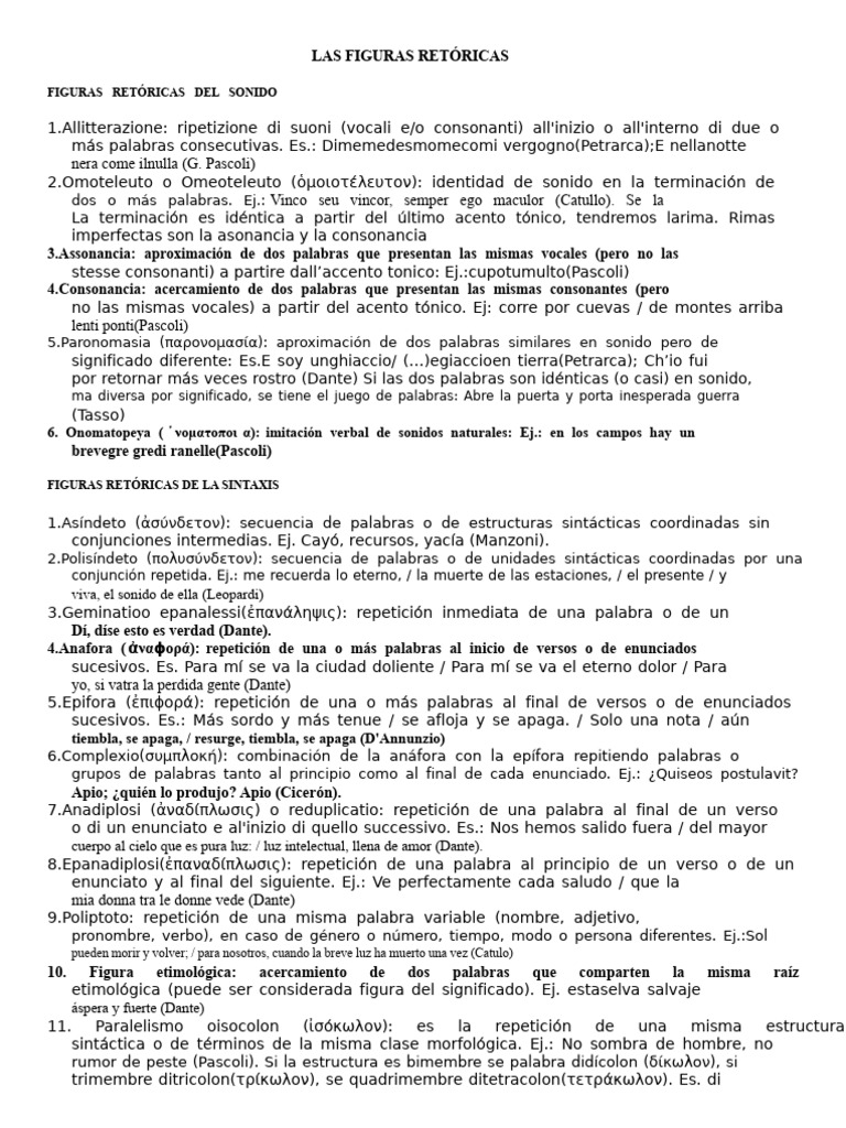 Las Figuras Retóricas | PDF | Verbo | Palabra