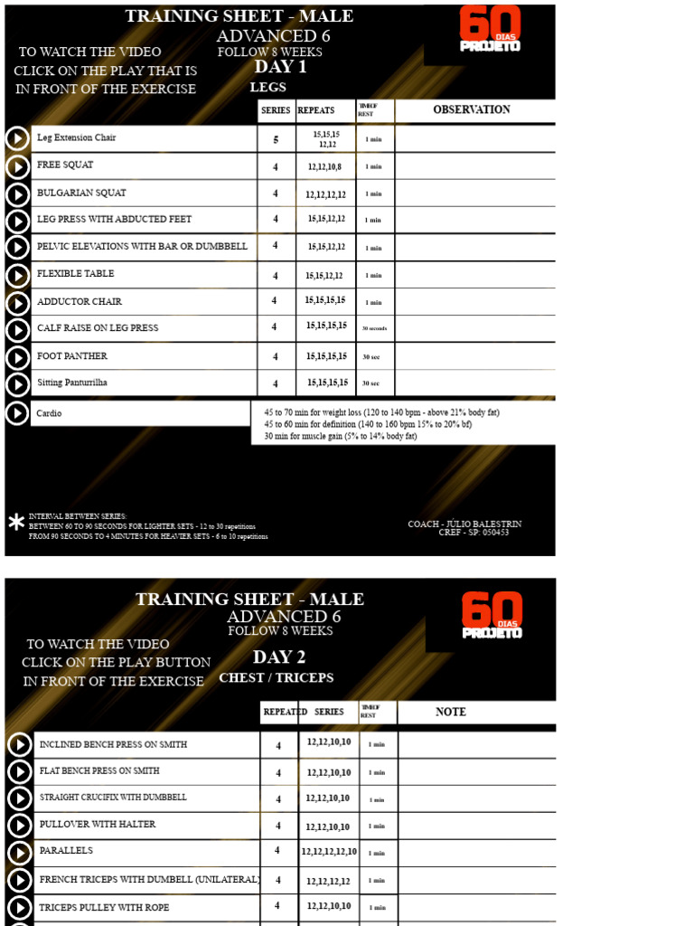 Advanced Training 06 - Male PDF | PDF | Strength Training | Foot