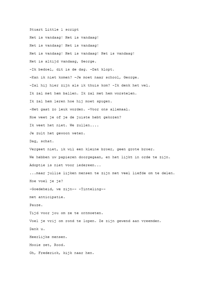 Stuart Little 1 Script | PDF