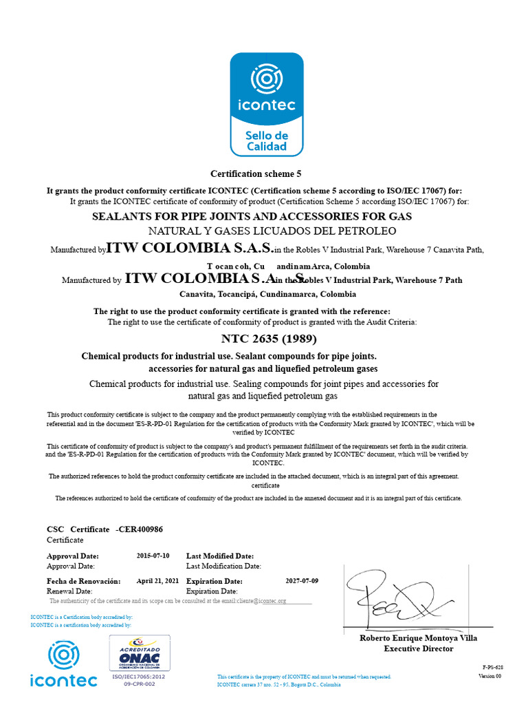 5.4.1 GASTOP CERTIFICATE | PDF | Regulation