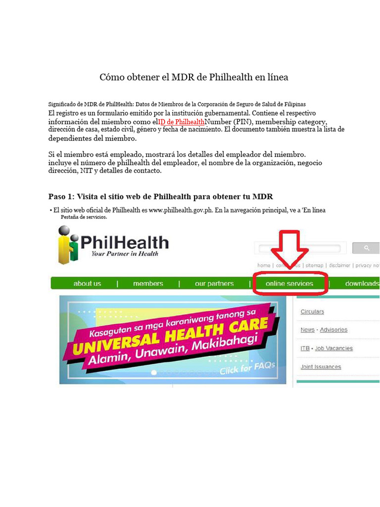 Cómo Obtener El MDR de Philhealth en Línea | PDF | Certificado de ...