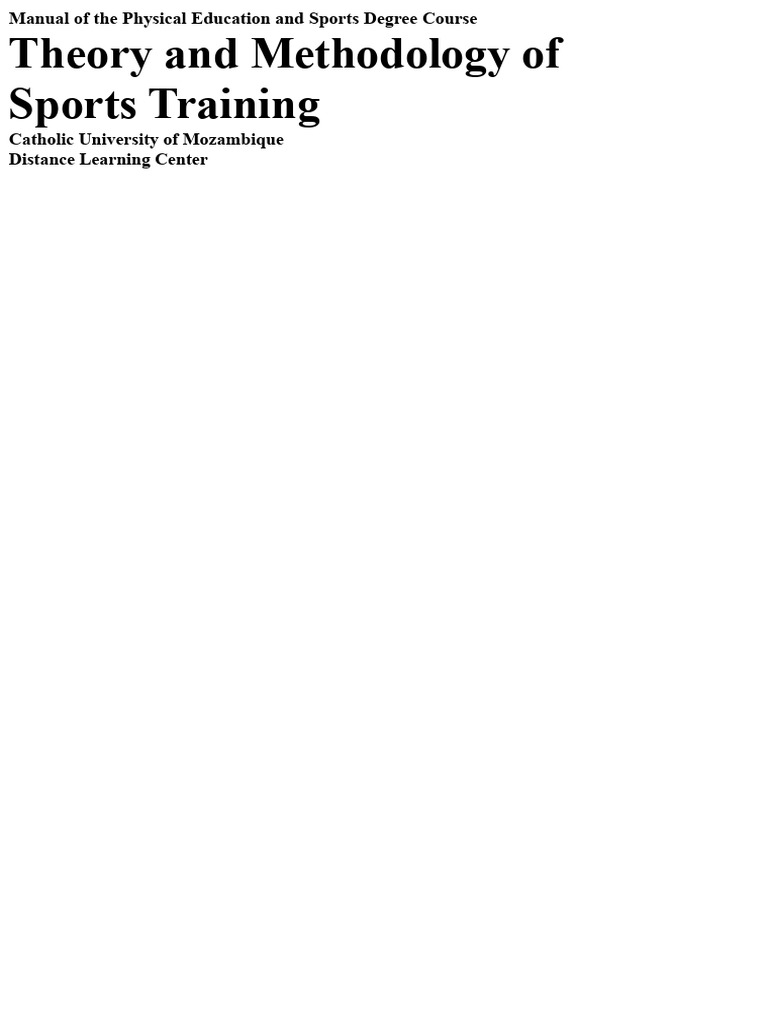 Module On The Theory and Methodology of Sports Training | PDF | Stress ...