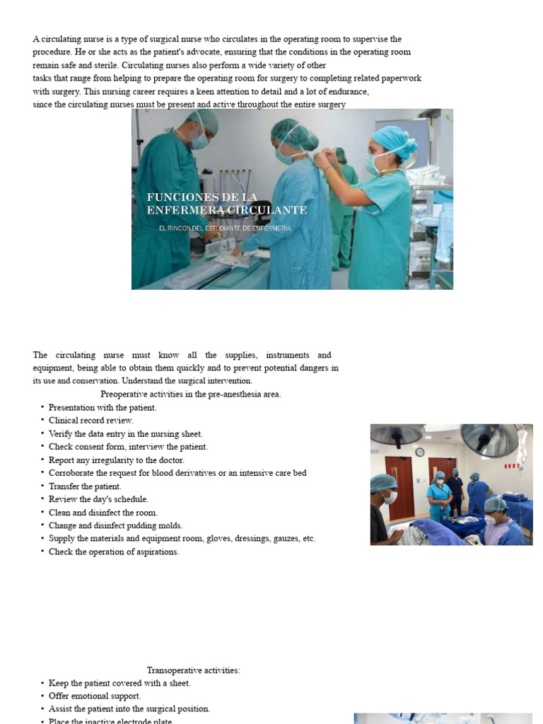 Role and Responsibilities of Circulating Nurses | PDF | Surgery ...