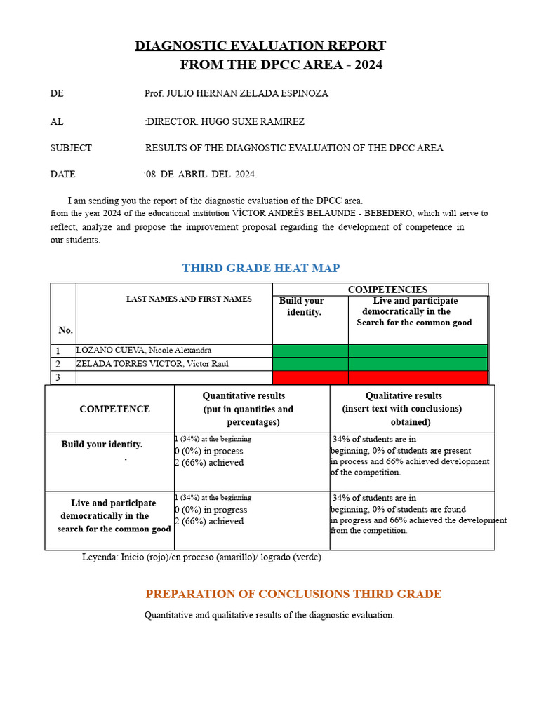Diagnostic Evaluation Report DPCC | PDF | Cognition