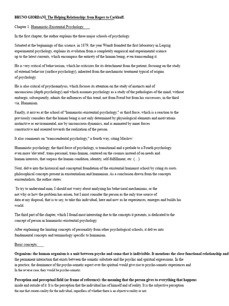 Synthesis - The Helping Relationship, From Rogers To Carkhuff | PDF ...