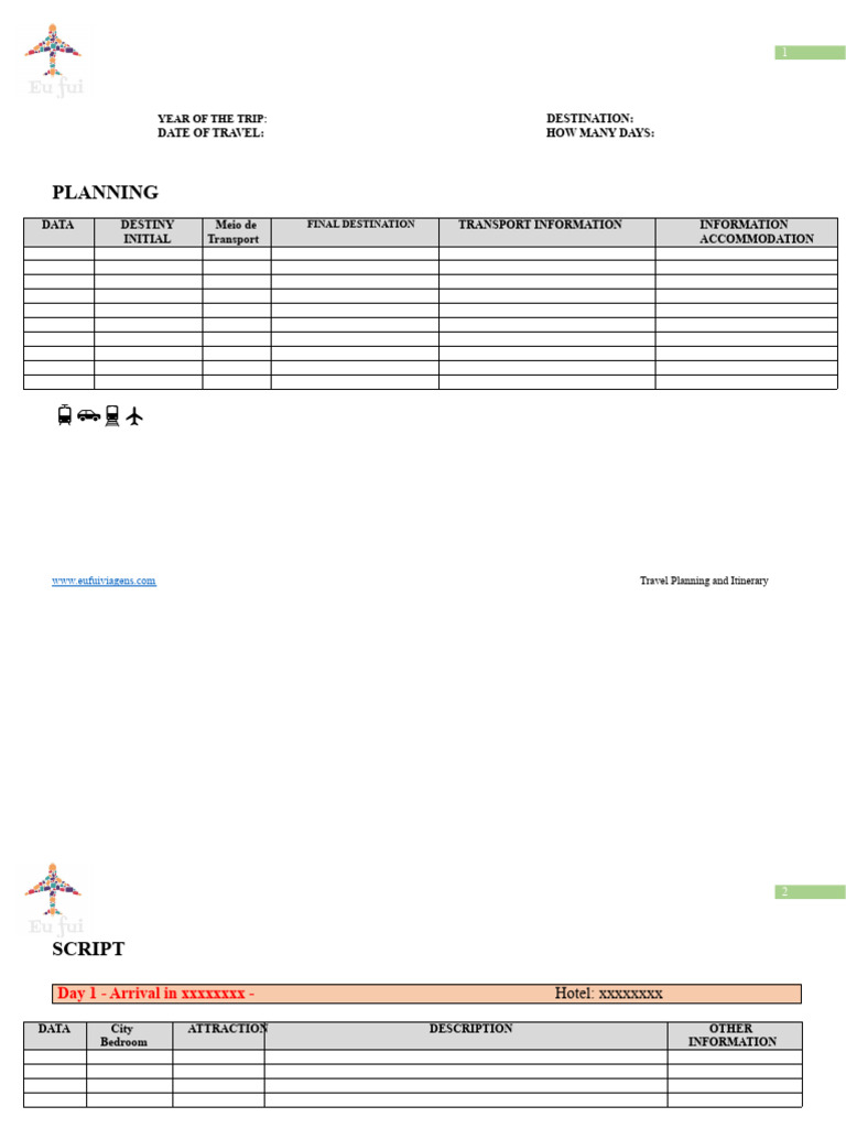 Travel Itinerary Template | PDF