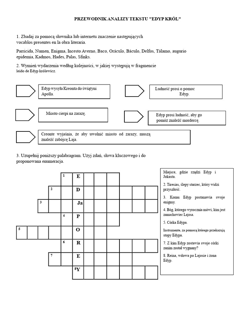 Przewodnik Analizy Tekstu Edyp Król 2020 | PDF