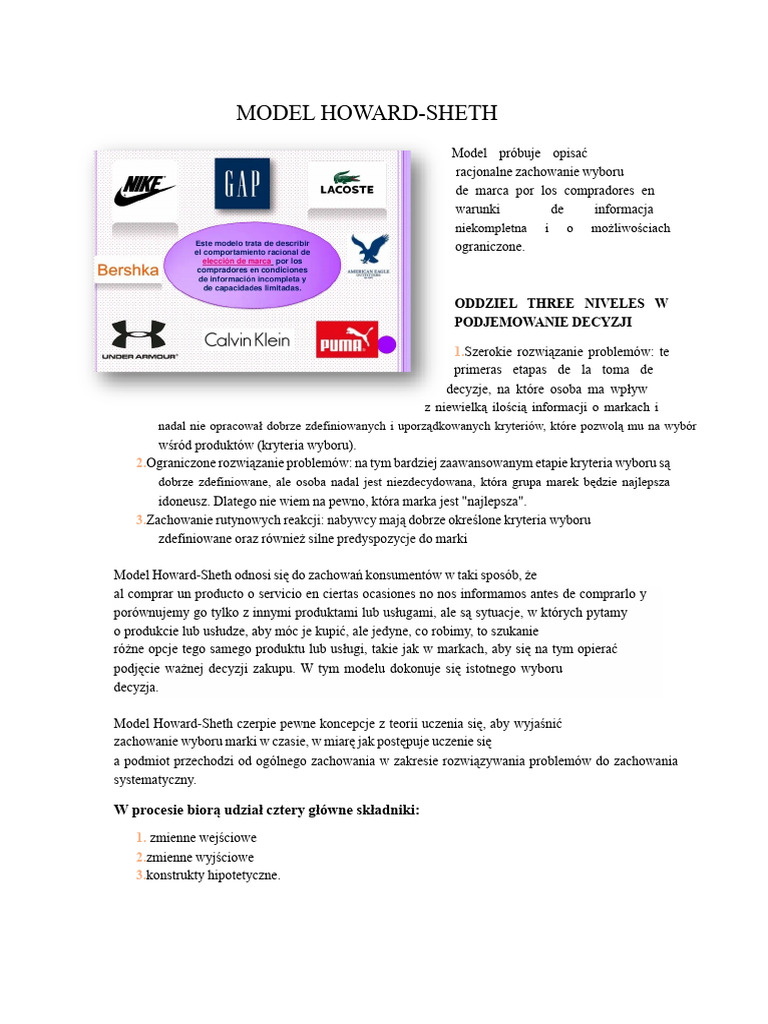 Model Howard-Sheth | PDF