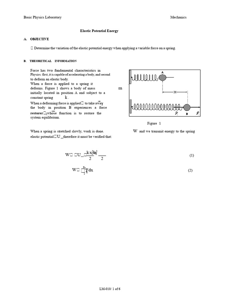 Elastic Potential Energy Lab Guide | PDF | Elasticity (Physics) | Force