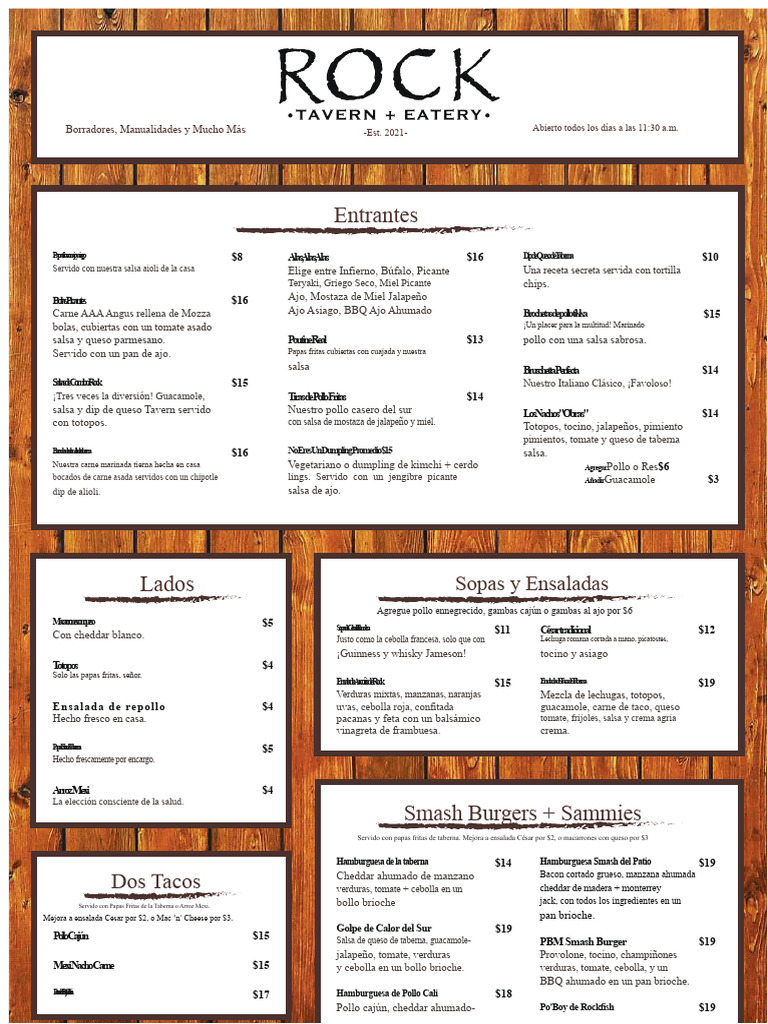 Rock Tavern Core Menu v2.0 Min | PDF | Parilla | ensalada