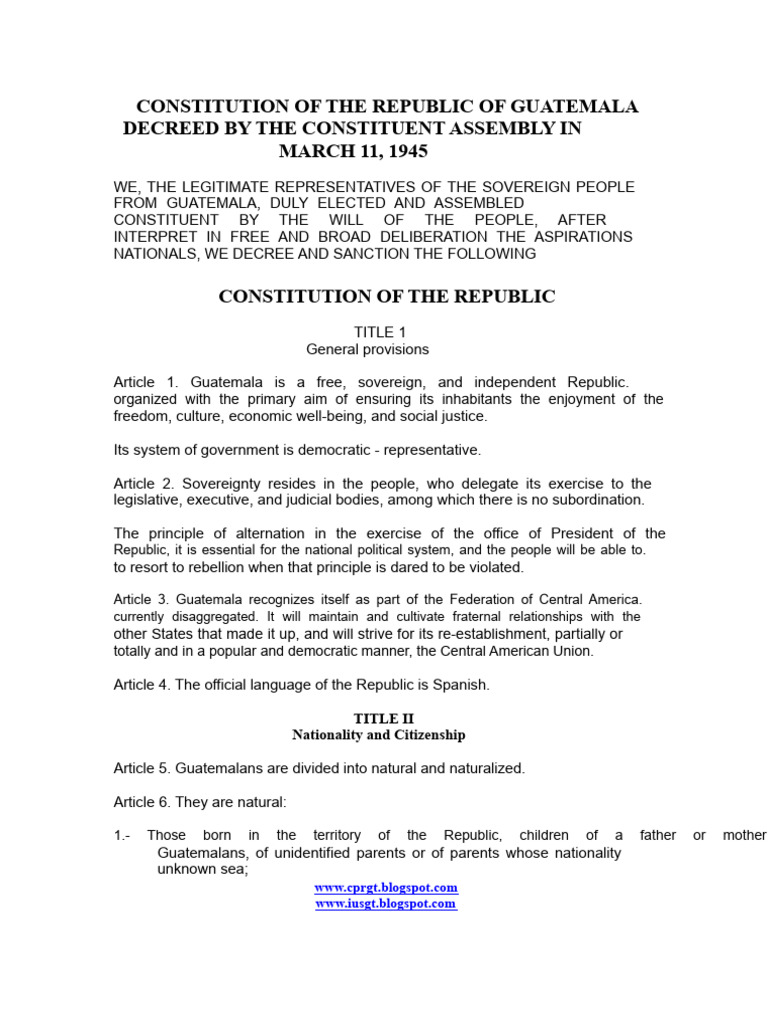 Constitution of Guatemala, 1945 | PDF | Employment | Salary
